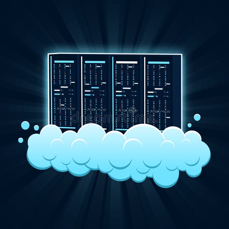 Group of Server Racks on the Cloud Stock Vector - Illustration of ...