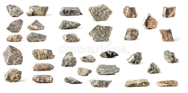 Set Stones Isolated on White Background Stock Photo - Image of stones ...