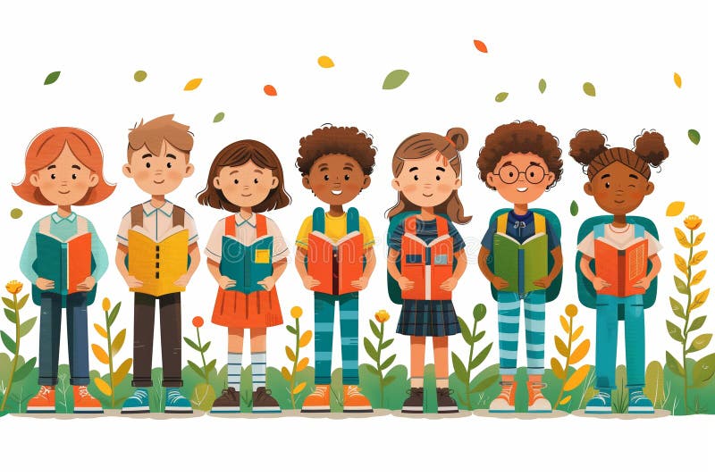 Diverse Group of Students Standing in a Field Holding Books Stock Photo ...