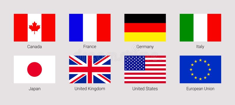 The Group of Seven Flag Vector Illustration. G7 and EU Rectangle Flags ...