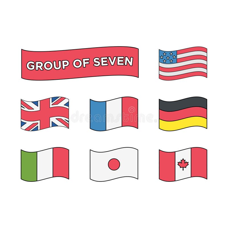 Group of Seven Flags Icon Design Vector Illustration Stock Vector ...