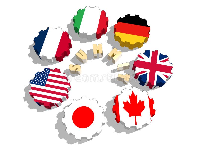 Group of Seven Members National Flags Stock Illustration - Illustration ...