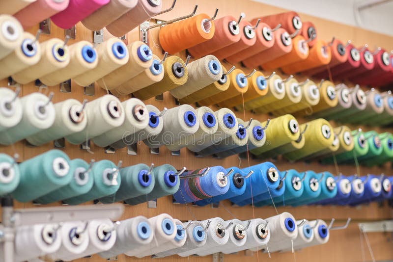 Group of Sewing Threads in Skeins. a Bunch of Large Multicolored Spools ...