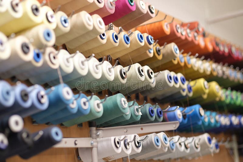 Group of Sewing Threads in Skeins. a Bunch of Large Multicolored Spools ...