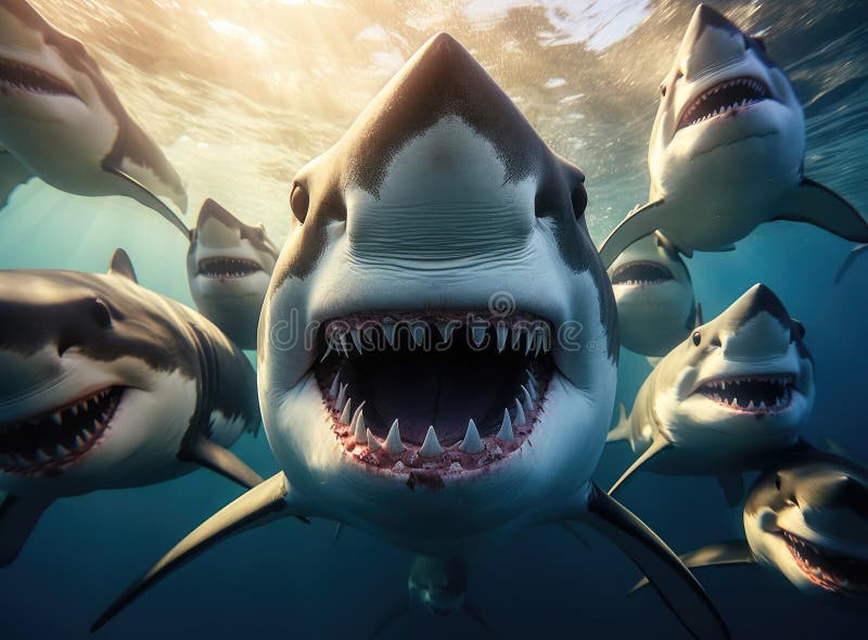 A group of sharks stock photo. Image of reef, swim, species - 289749804