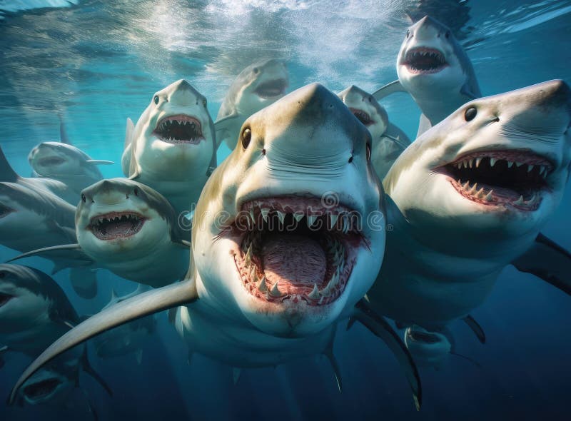 A group of sharks stock photo. Image of marine, wild - 289764120