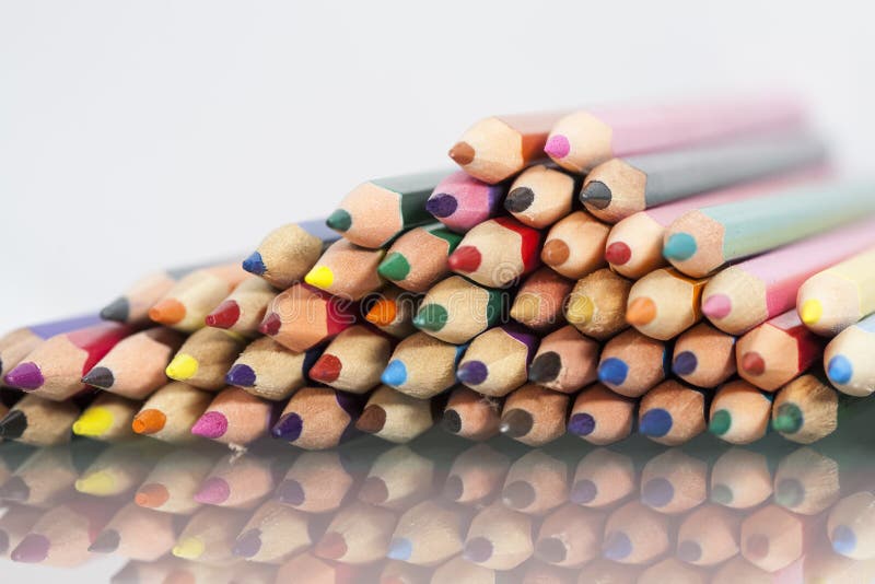 Group of Sharp Colored Pencils Stock Image - Image of pink, reflexions ...