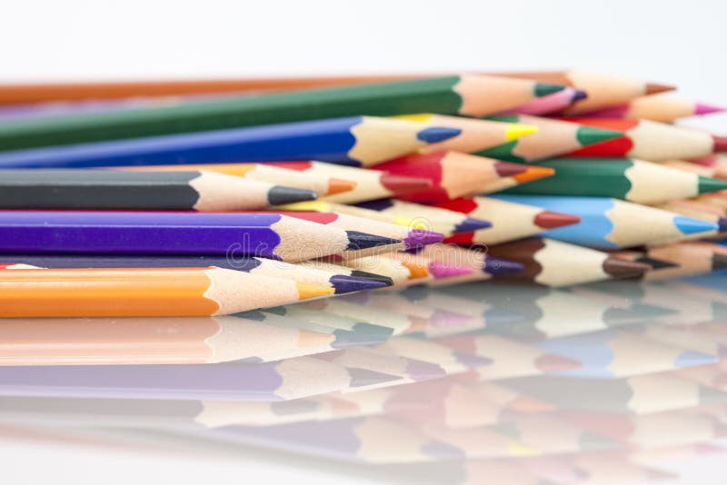 Group of Sharp Colored Pencils with White Background Stock Photo ...