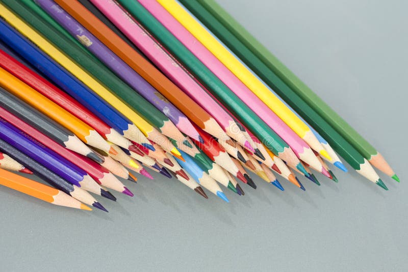 Group of Sharp Colored Pencils with White Background Stock Photo ...