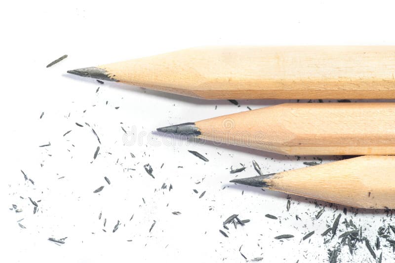 Group of Sharpened Pencil with Graphite Shavings Stock Image - Image of ...
