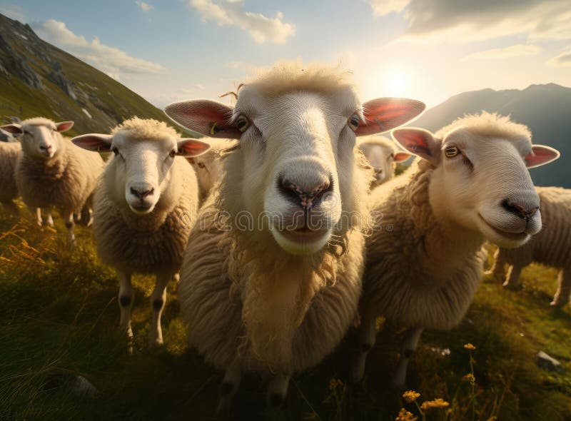 A group of sheep stock image. Image of farming, landscape - 289748287