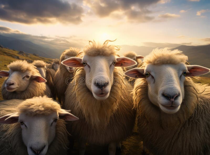 A group of sheep stock photo. Image of green, mammal - 289754344