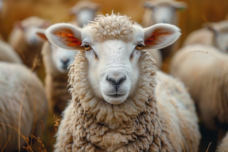 A Group of Sheep Standing Closely Together in a Field Stock Image ...