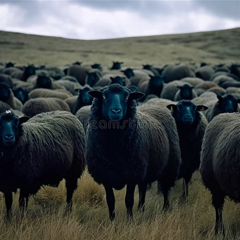 Group of Sheep Walking on Farmland in Winter Time and Looking at Camera ...
