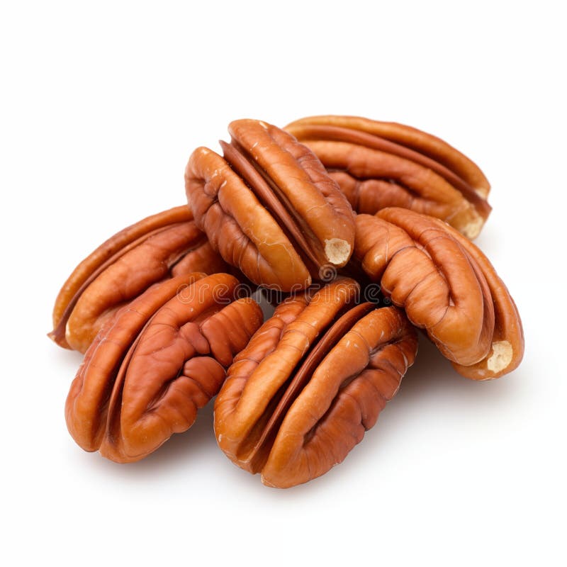 Group of Shelled Pecans on White Background, Healthy Natural Snack ...