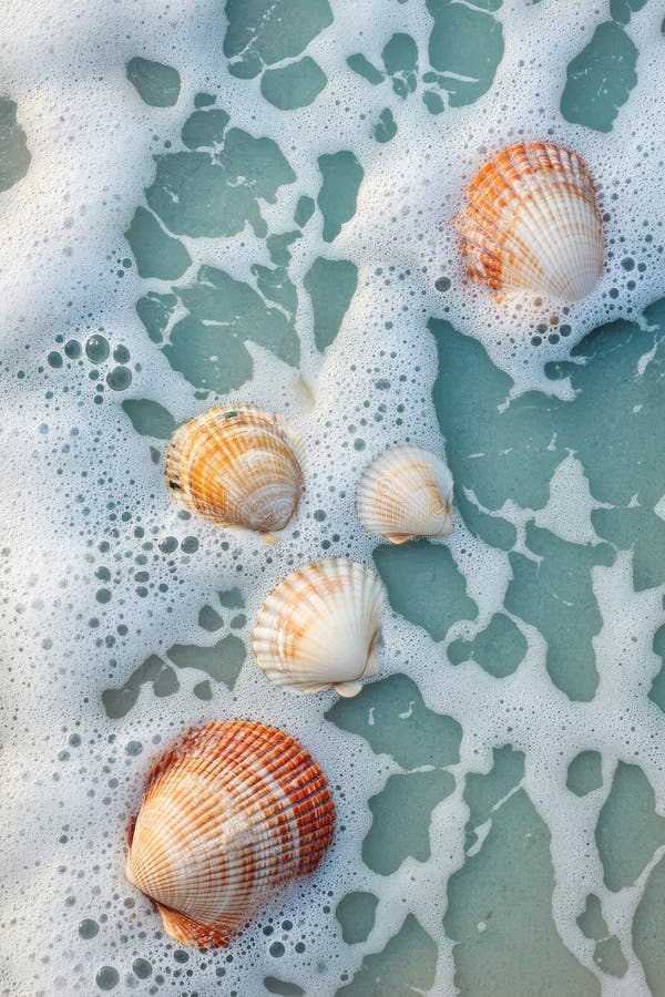 A Group of Shells are Floating in the Ocean Stock Illustration ...