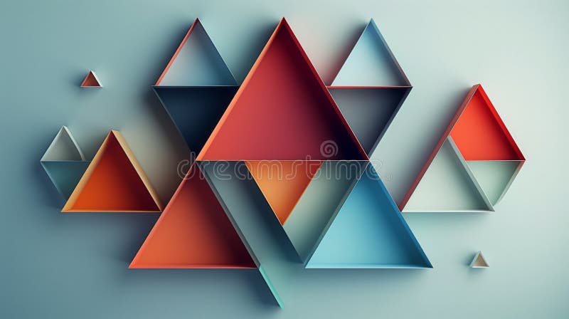 Group of Shelves with Various Geometric Shapes Arranged Symmetrically ...