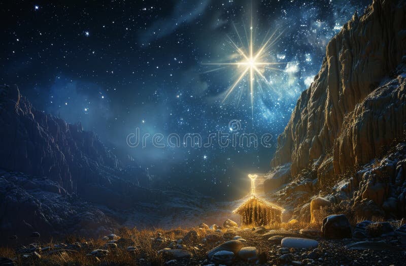Stargazing Shepherds in a Mountainous Landscape at Night Stock Photo ...