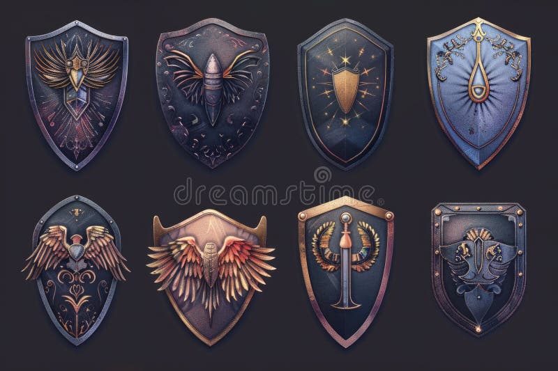A Group of Shields with Different Designs. Ideal for Historical ...