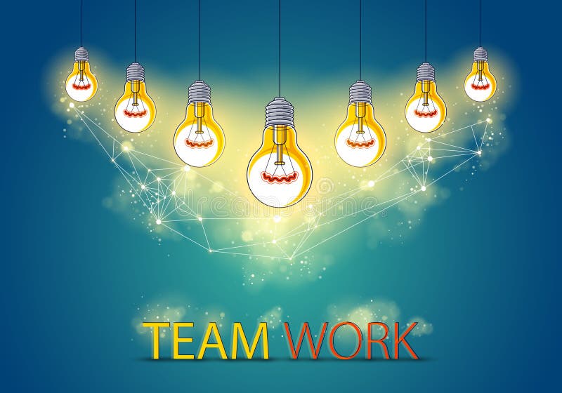 Group of Shining Light Bulbs Represents Idea of Creative People ...