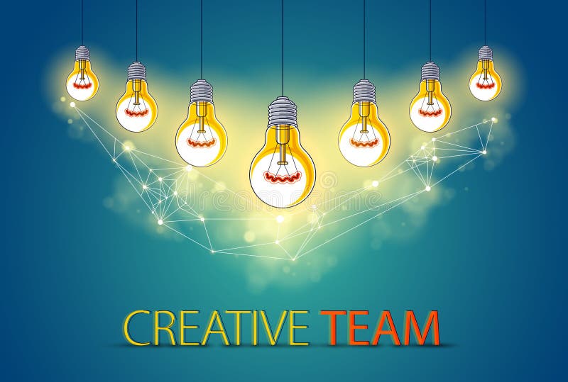 Group of Shining Light Bulbs Represents Idea of Creative People ...