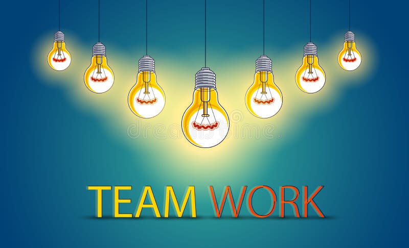 Group of Shining Light Bulbs Represents Idea of Creative People ...