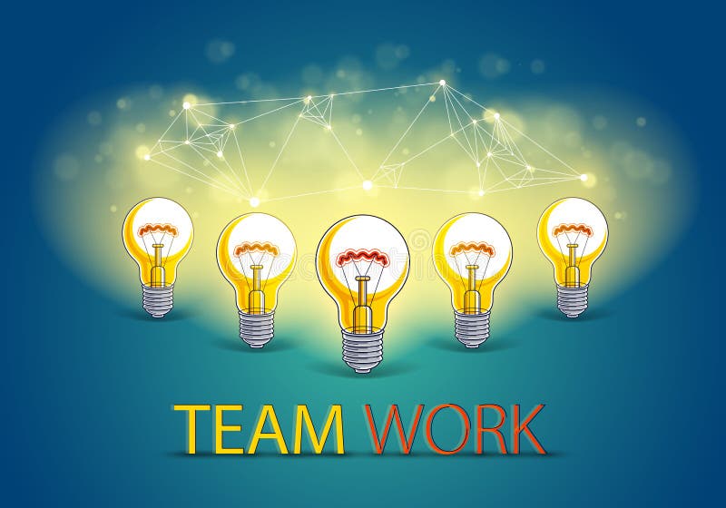 Group of Shining Light Bulbs Represents Idea of Creative People ...
