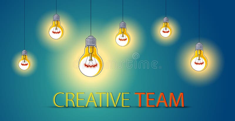 Group of Shining Light Bulbs Represents Idea of Creative People ...