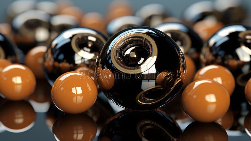 A Group of Shiny Balls on a Reflective Surface Stock Illustration ...