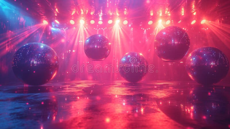 A Group of Shiny Balls on a Stage with Bright Lights, AI Stock ...