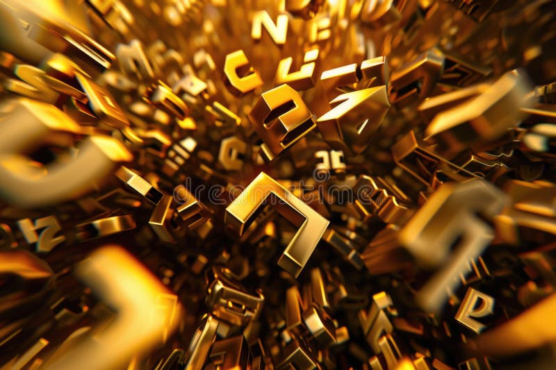 A Group of Shiny Gold Letters Soar through the Air in a Whimsical and ...