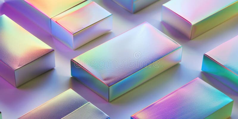 A Group of Shiny Packaging Boxes Sit on a White Surface, Ready for ...