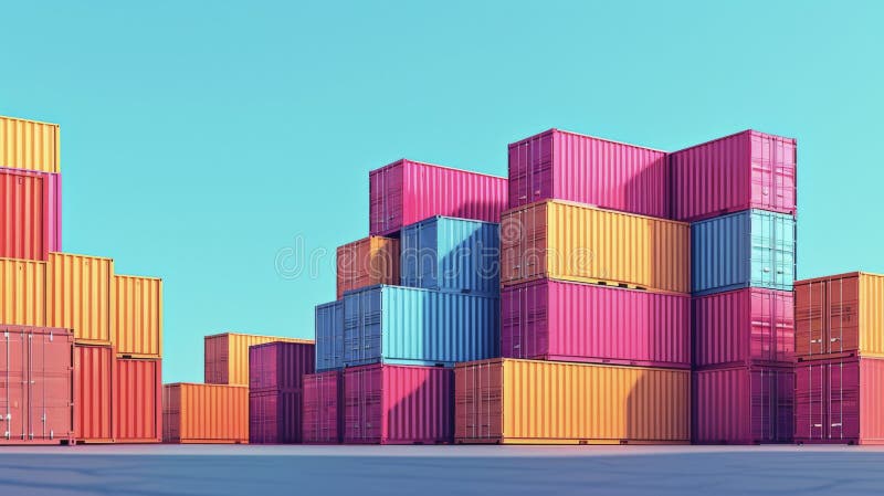 A Group of Shipping Containers Stacked Neatly on a Dock Symbolizing the ...