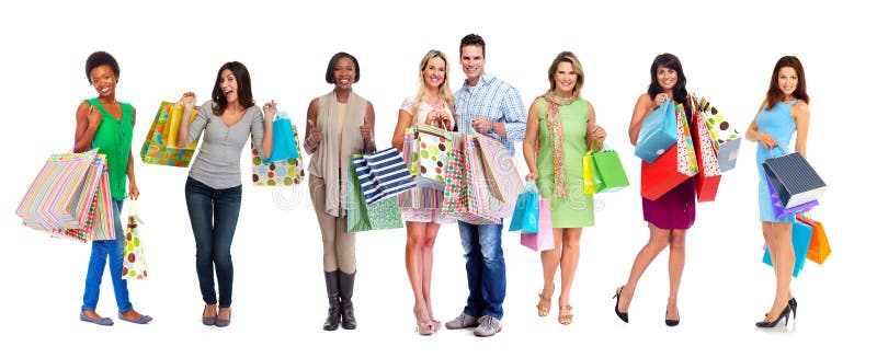 Group of Shopping Customers. Stock Photo - Image of object, gift: 84321932