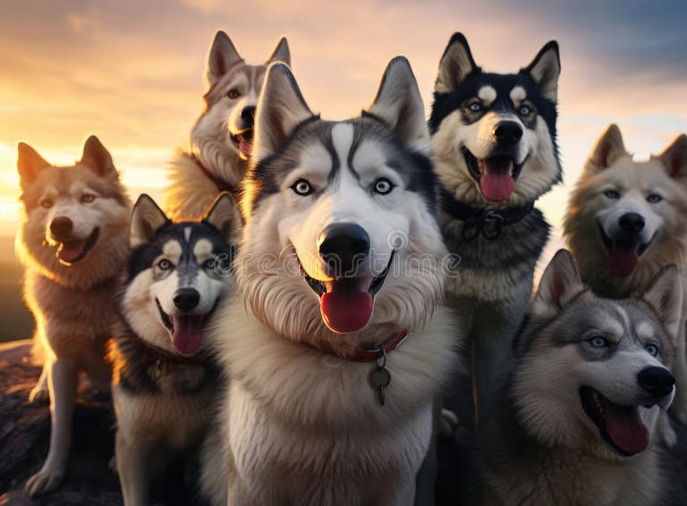 A Group of Siberian Huskies Stock Image - Image of husky, breed: 290935237
