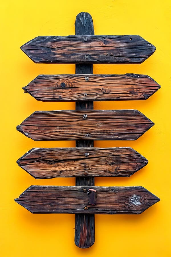 Group of Signs that are Brown and Hanging on Wall. Generative AI Stock ...