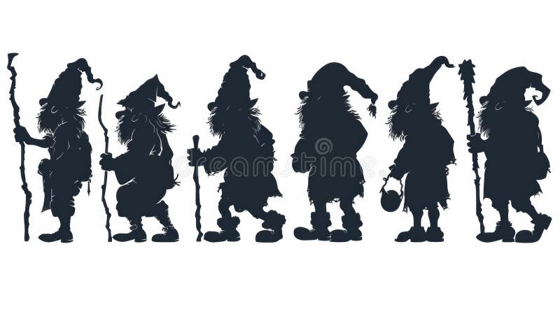 A Group of Silhouettes of Wizard Characters. Suitable for Fantasy and ...