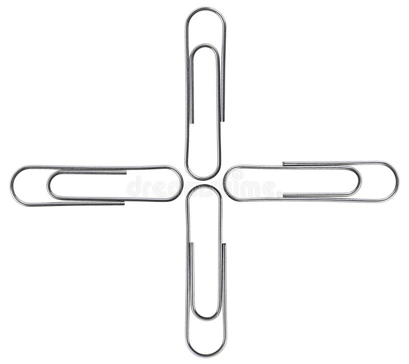 Group of Silver Paper Clips Isolated on White Background, View from ...