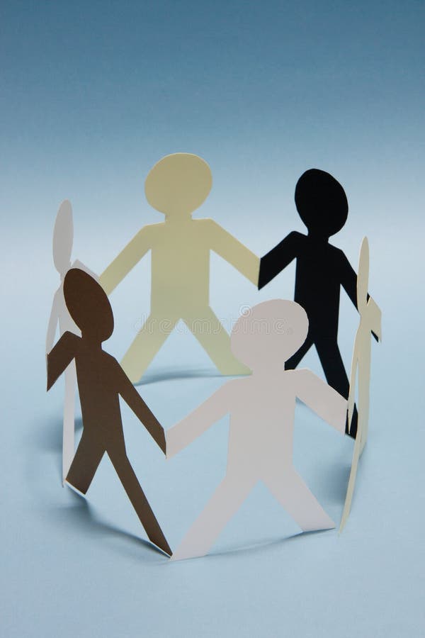 Group Simulating People from Different Breeds Holding Hands in a Circle ...