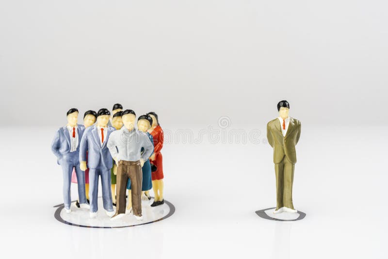 Isolated Group of People and a Single Man Miniature Models Stock ...