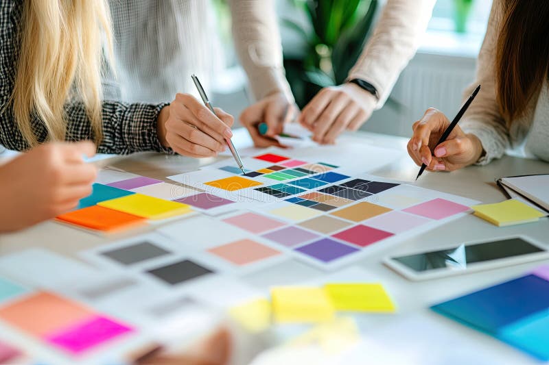 A Group Sits Around a Table with Sticky Notes on it Stock Image - Image ...