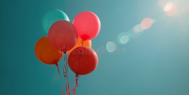 Colorful Balloons Floating in a Blue Sky Stock Image - Image of blue ...