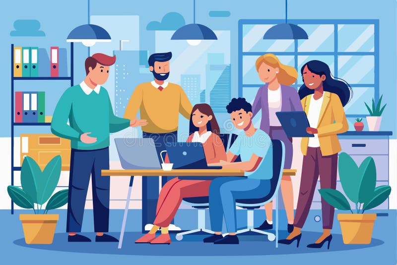 A Group of Six Colleagues Engage in a Productive Meeting Around a Table ...