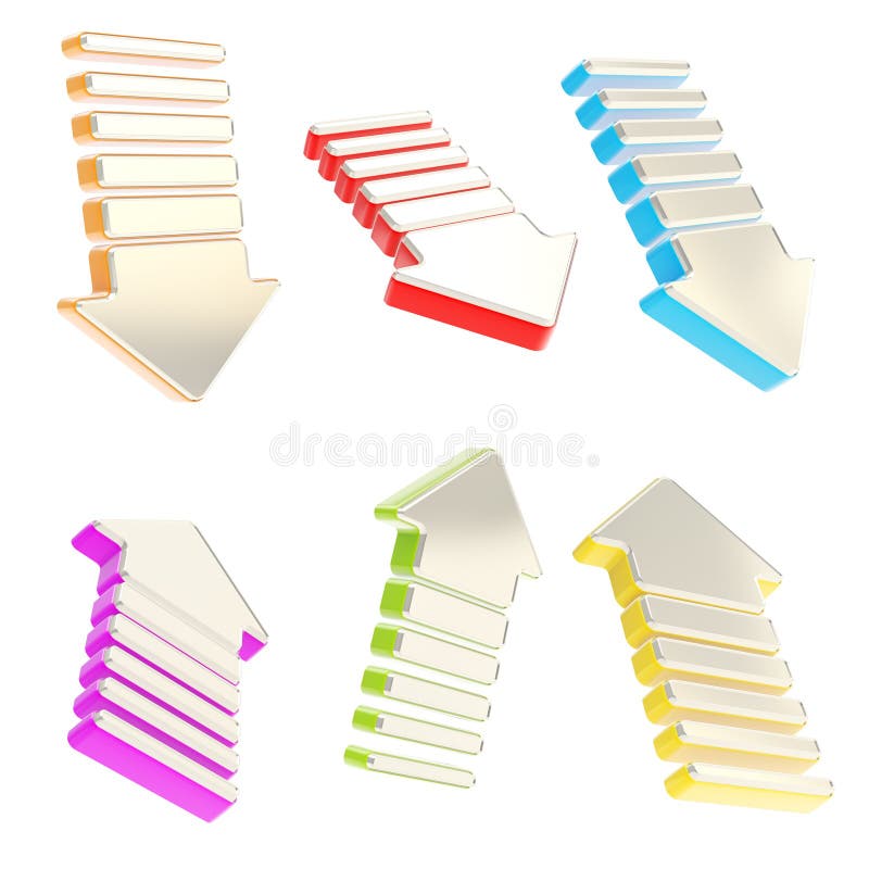 Group of Six Isolated Arrows in Various Foreshortenings Stock ...