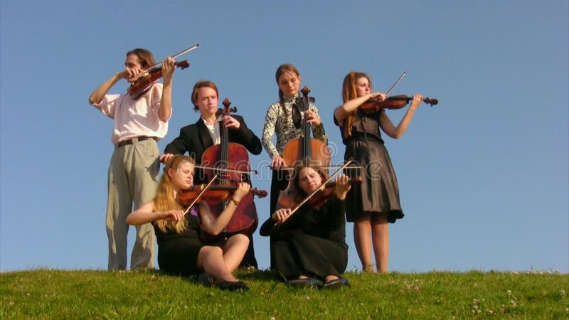 Group of Six Musicians Plays Stringed Instruments Stock Video - Video ...