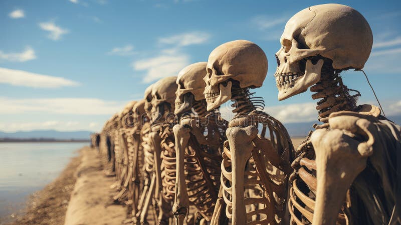 A Group of Skeletons in a Line. Generative AI. Stock Illustration ...