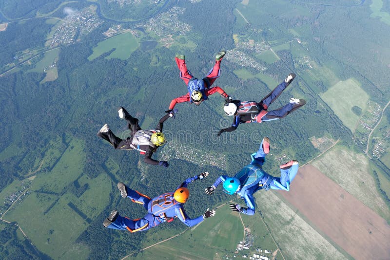 Skydiving formation stock photo. Image of afternoon, clouds - 62015024