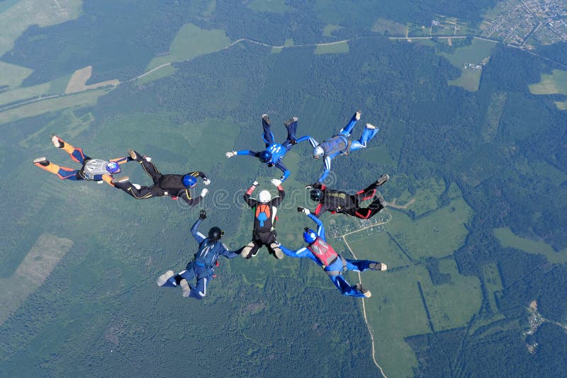 A Group of Skydivers. Skydiving in the Sky. Stock Image - Image of ...