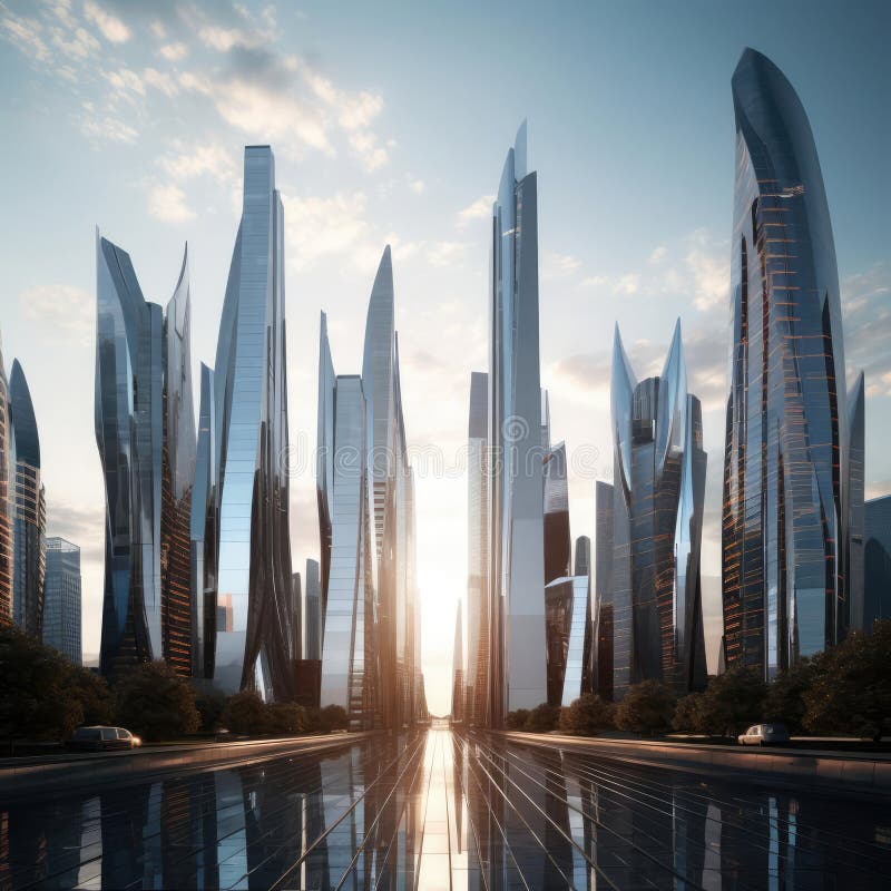 A Group of Skyscrapers of the Future Stock Photo - Image of vision ...