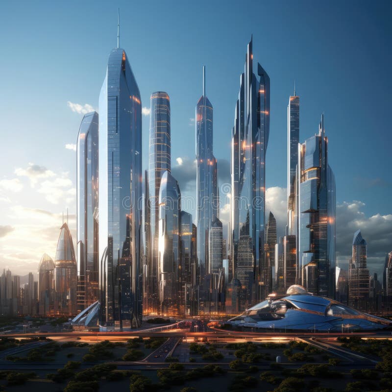 A Group of Skyscrapers of the Future Stock Photo - Image of ...